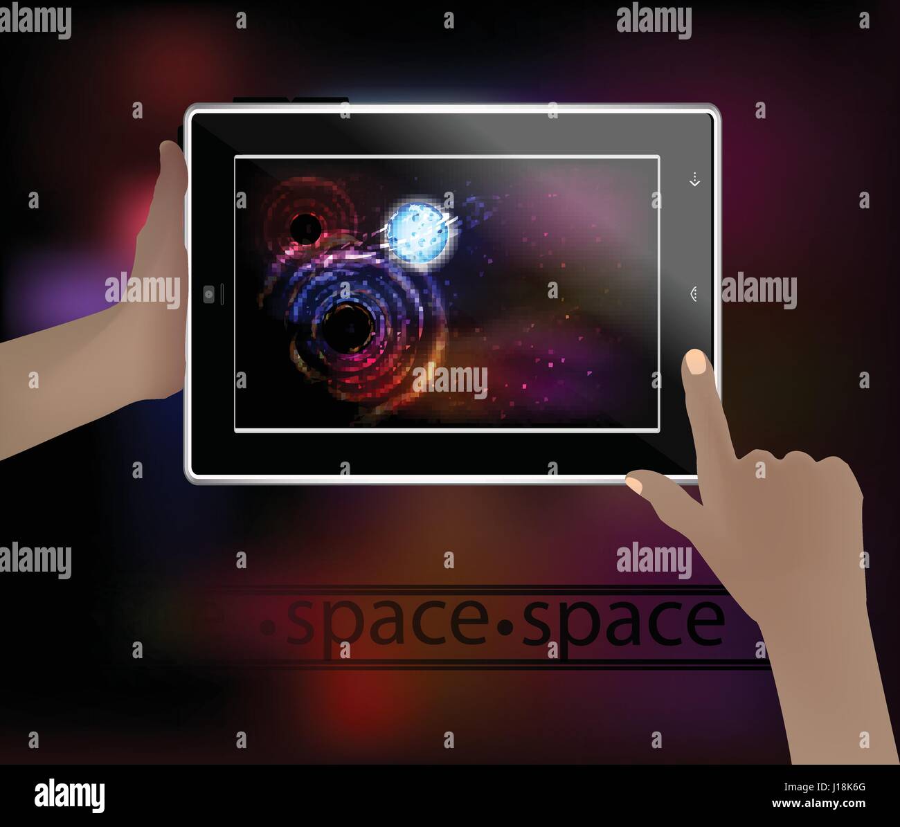 Space picture in a smart phone. space. Vector illustration for your ...