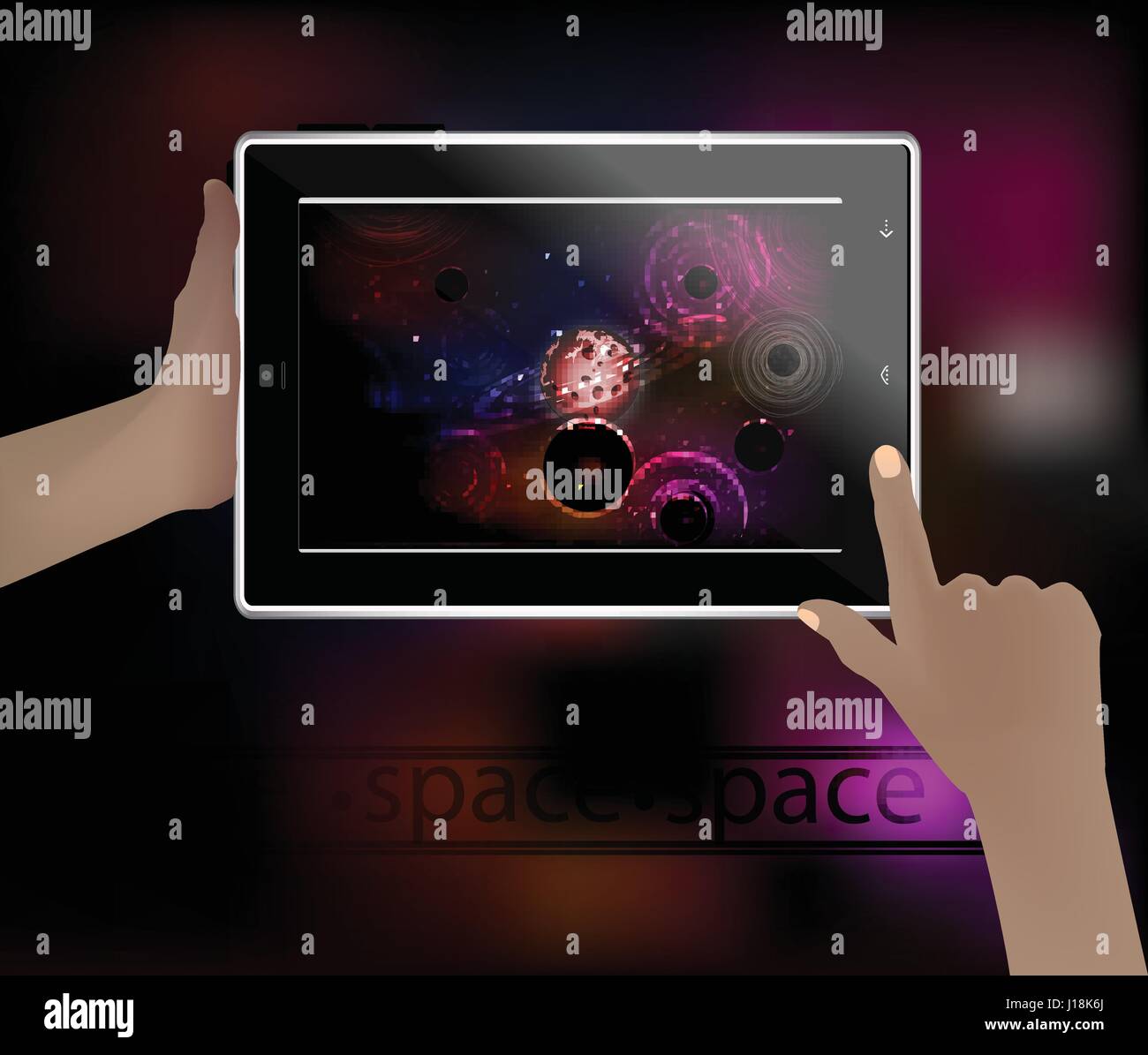 Space picture in a smart phone. space. Vector Illustration for your ...