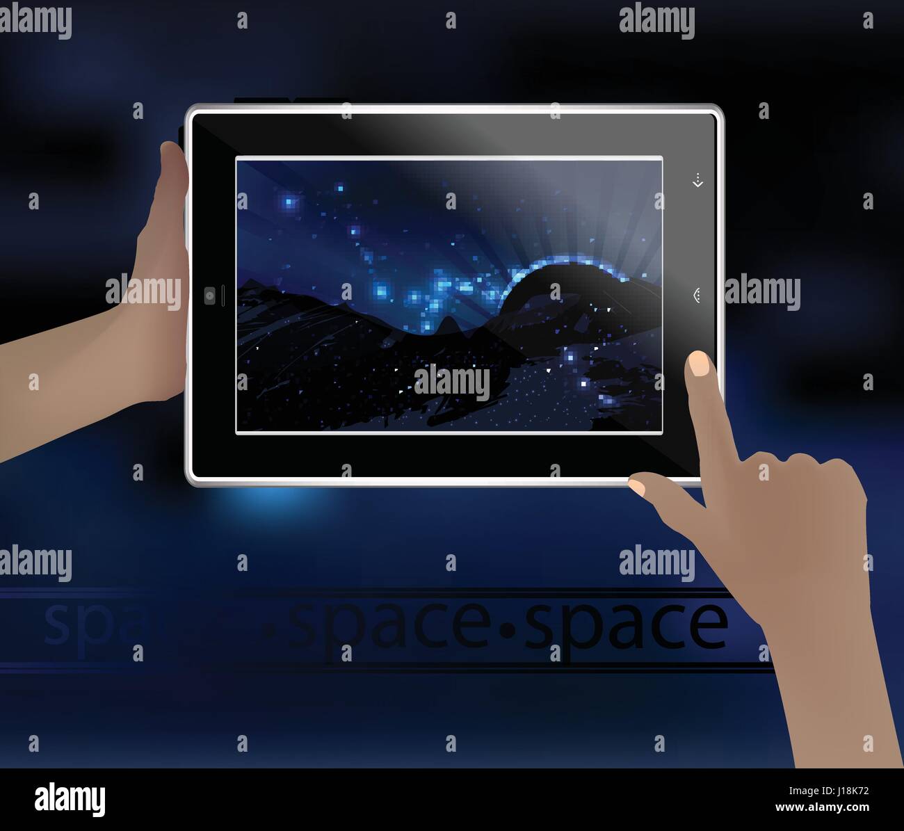 Space picture in a smart phone. space. Vector illustration for your ...