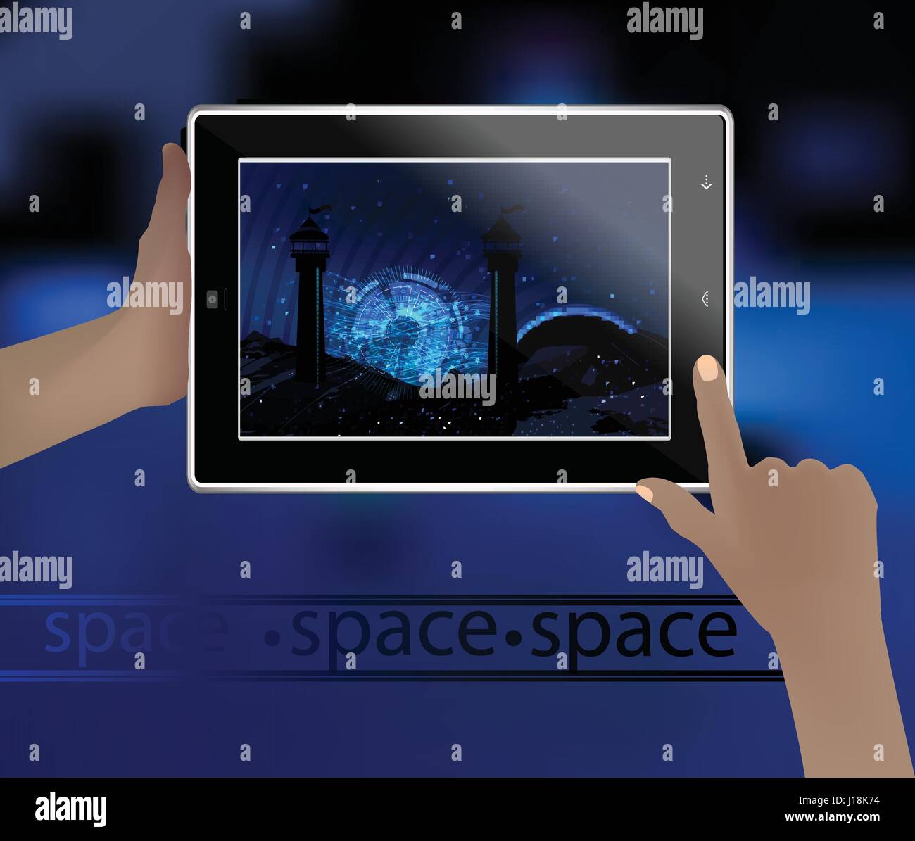 Space picture in a smart phone. space. Vector illustration for your ...