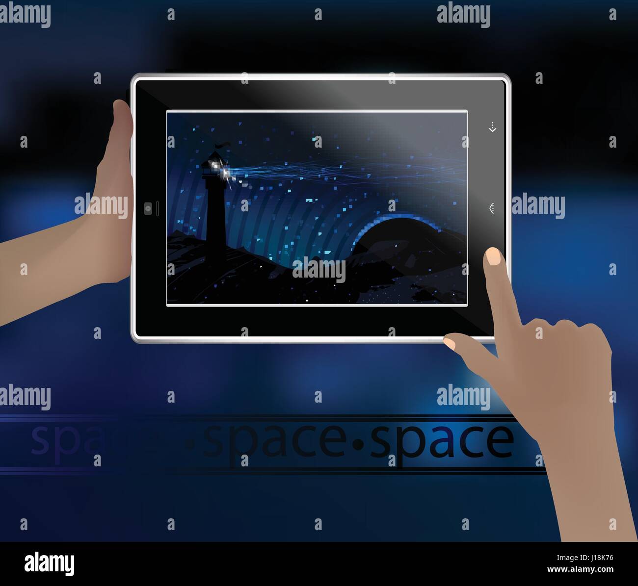 Space picture in a smart phone. space. Vector illustration for your ...