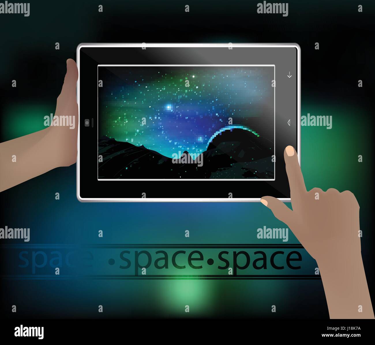 Space picture in a smart phone. space. Vector illustration for your ...