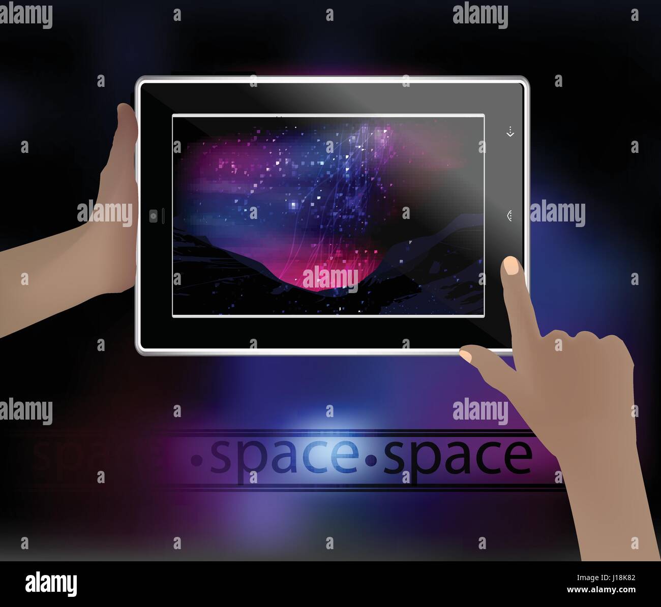 Space picture in a smart phone. Vector illustration for your design ...