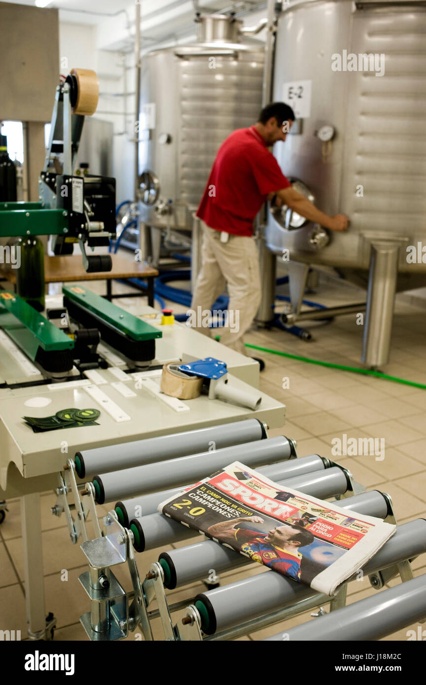 Workers of Iniesta Winery which belongs to Football Club Barcelona ...