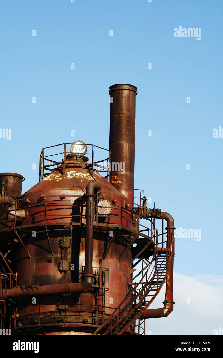 An abandoned, rusty and old gas factory Stock Photo - Alamy