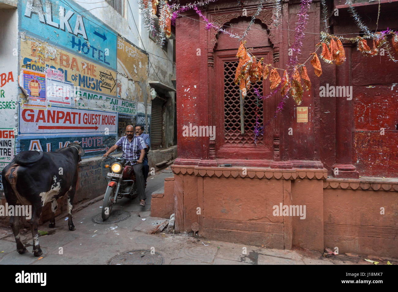 Narrow lanes of varanasi, uttar pradesh, india, asia Stock Photo - Alamy