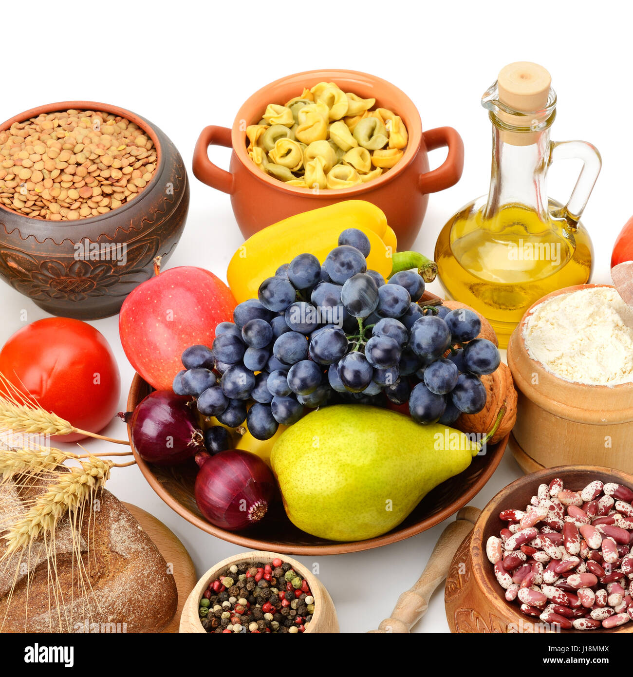 set of natural products isolated on white background Stock Photo - Alamy