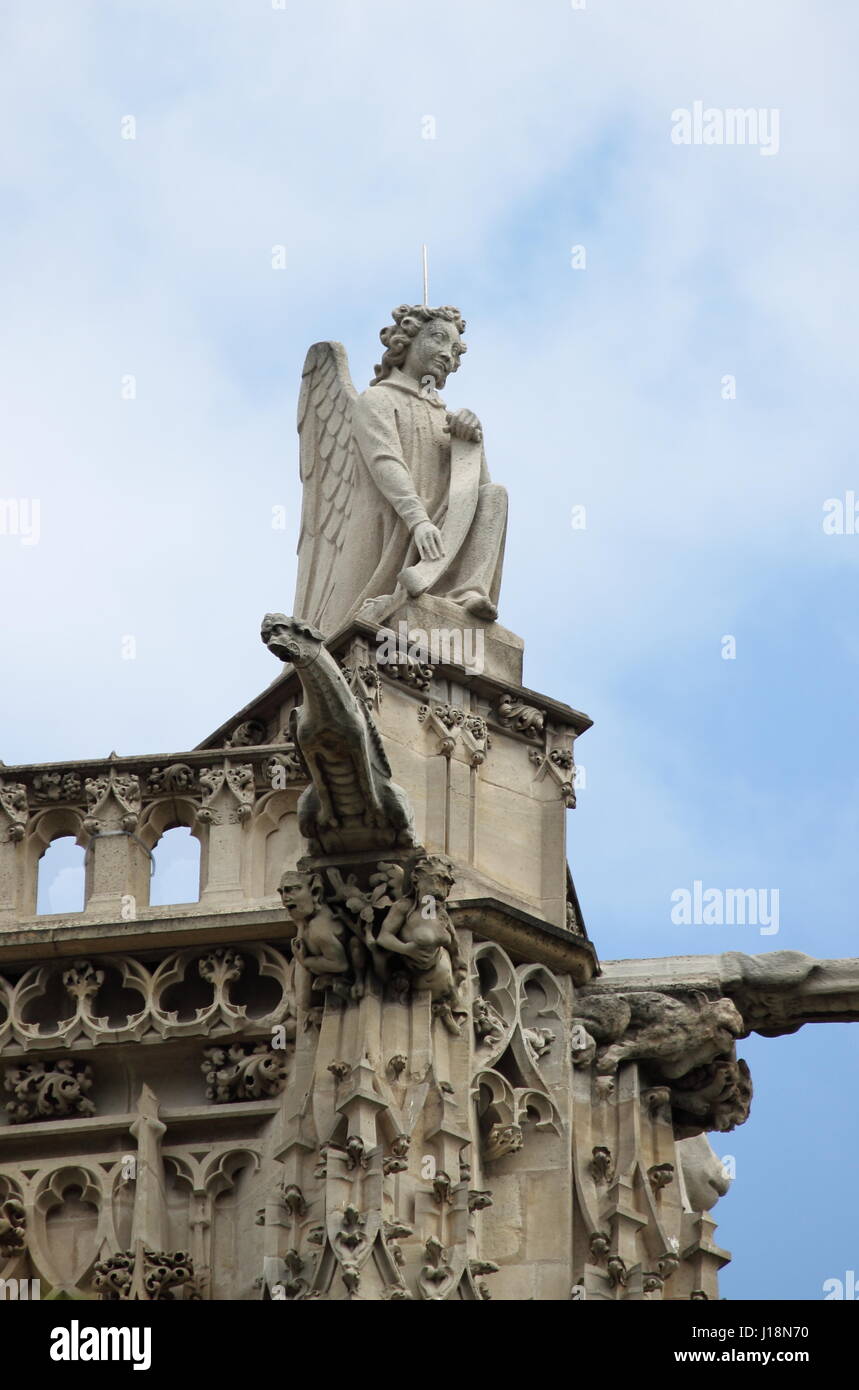 Angel statue in Saint-Jacques Tower. Paris, France Stock Photo - Alamy