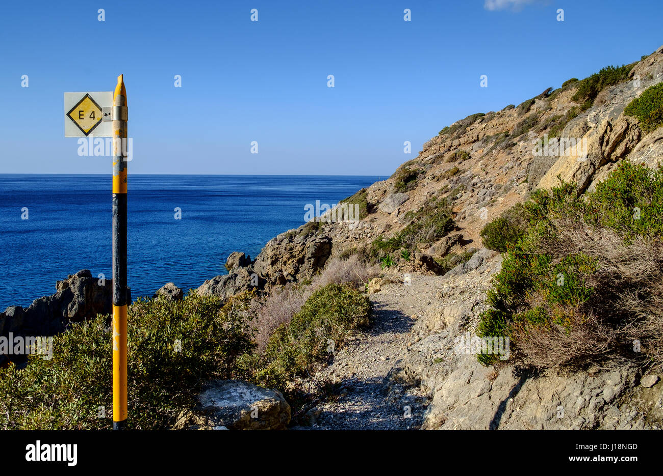 E4 walking trail crete Stock Photo - Alamy