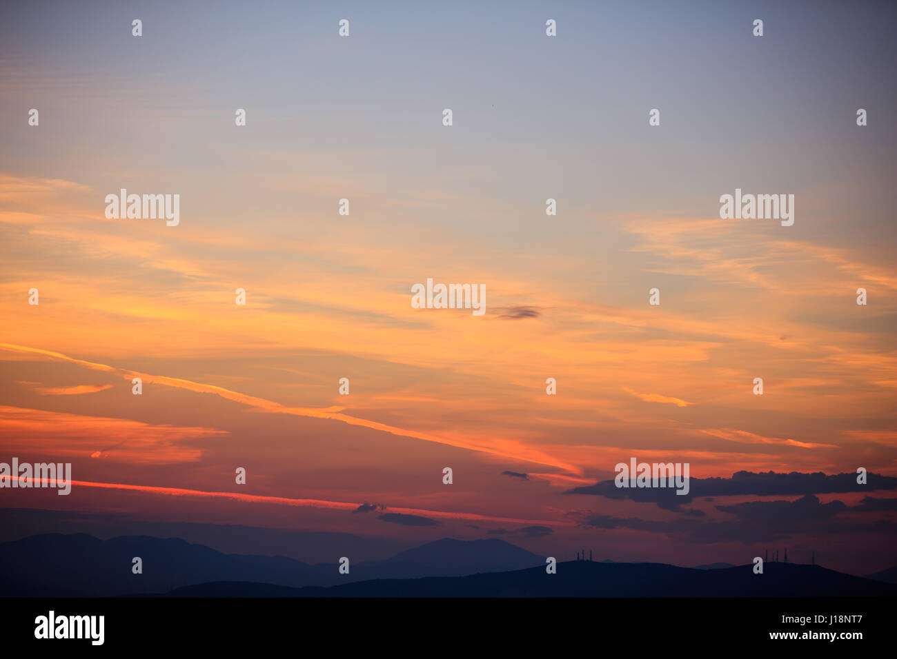 Beautiful sky background at sunset over Athens, Greece Stock Photo - Alamy