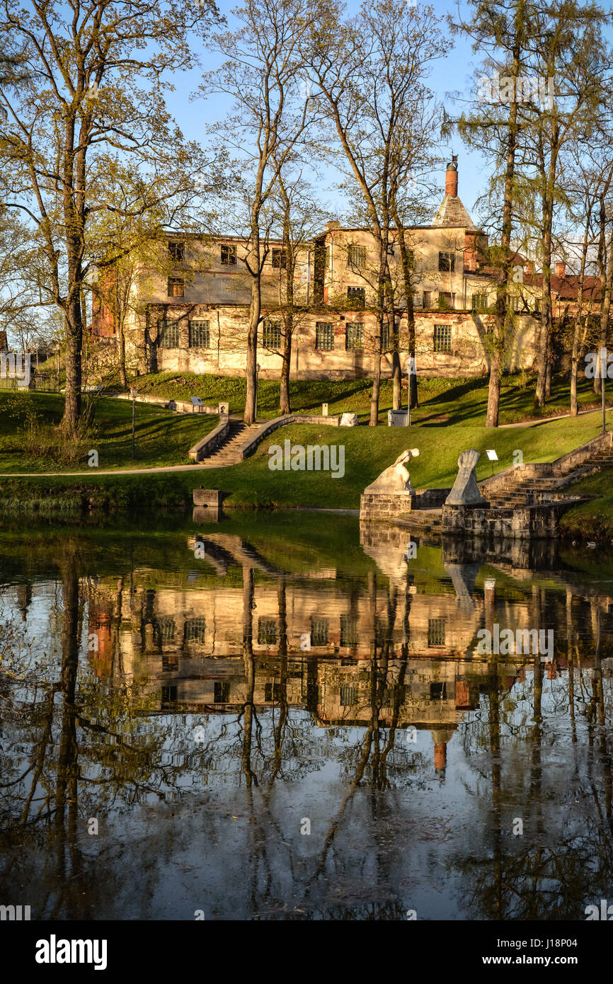 Cesis Castle park (Latvia) in the beautiful afternoon light. Building ...