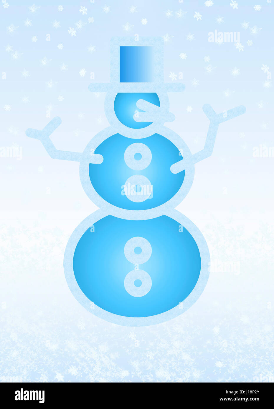 Snowman over graduated light blue background with snow and frost Stock ...