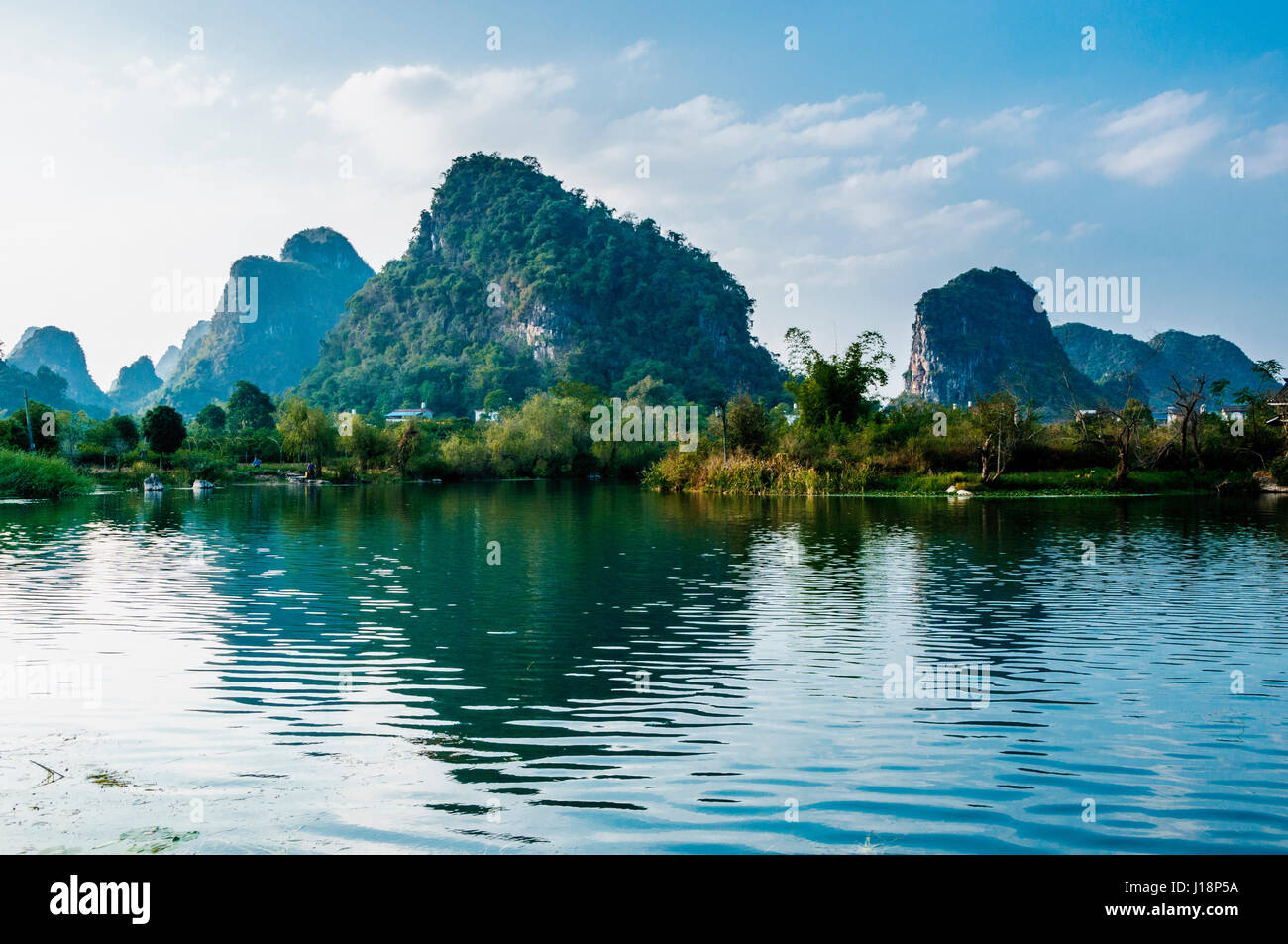 Beautiful river scenery with mountain background in Guilin, China Stock ...
