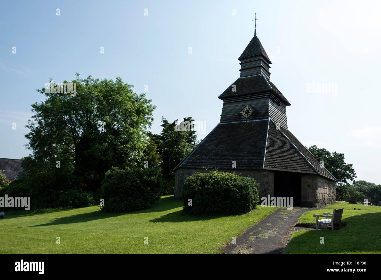 A rare 14th century bell tower and clock or belfry next to the village ...