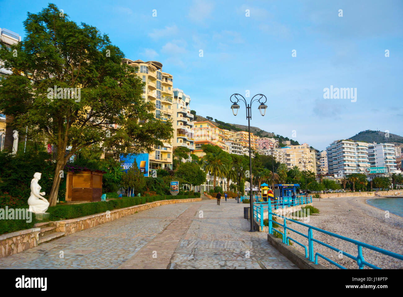 Sheshi Limanit, Esplanade, seaside promenade, central Saranda, Albania ...