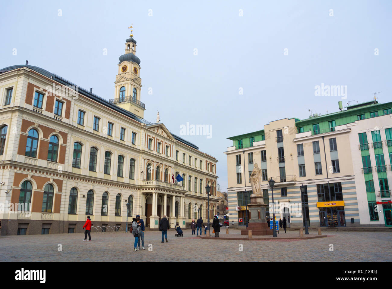 Ratslaukums, with Rigas dome the town hall, Vecriga, old town, Riga ...