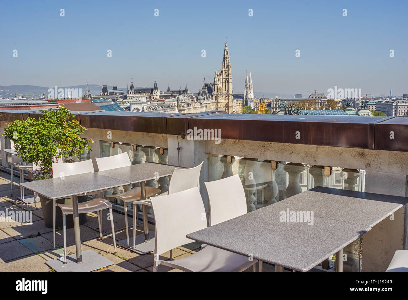 Cafe on roof terrace Stock Photo - Alamy