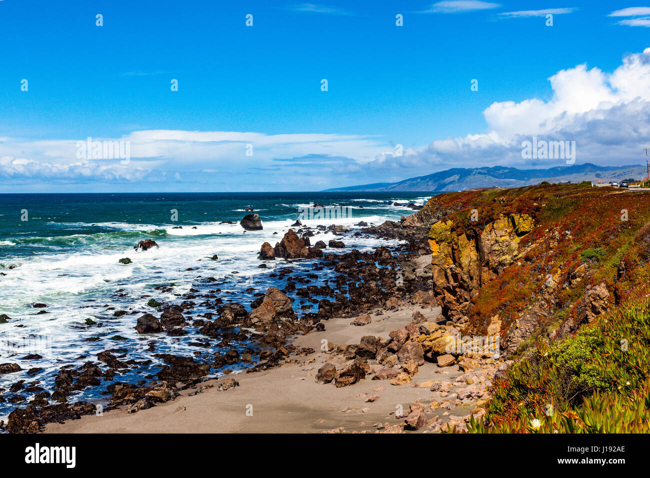 The Northern California Coastline in Sonoma County looking north near ...
