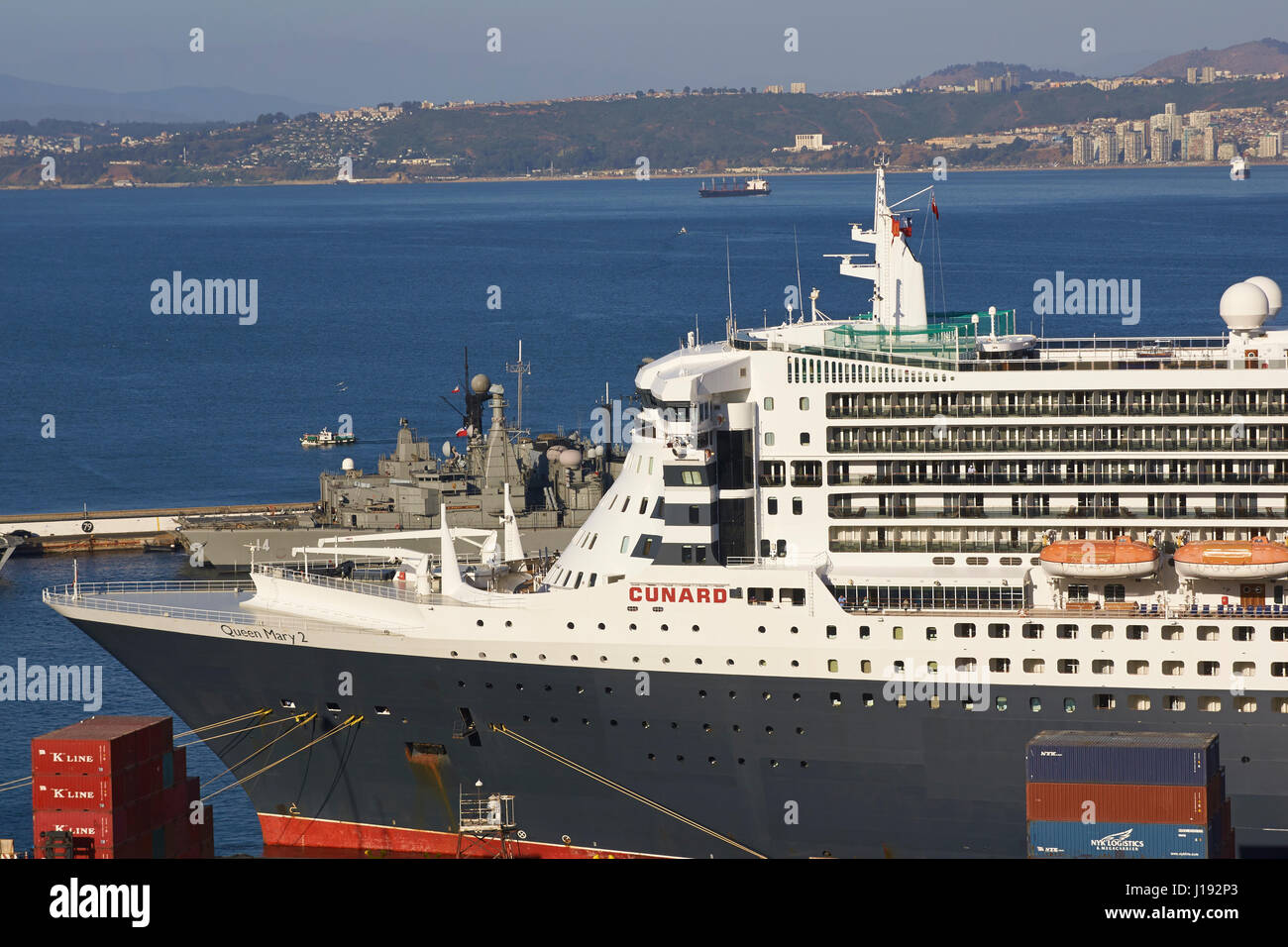 Large ocean liner berthed in the UNESCO World Heritage port city of ...