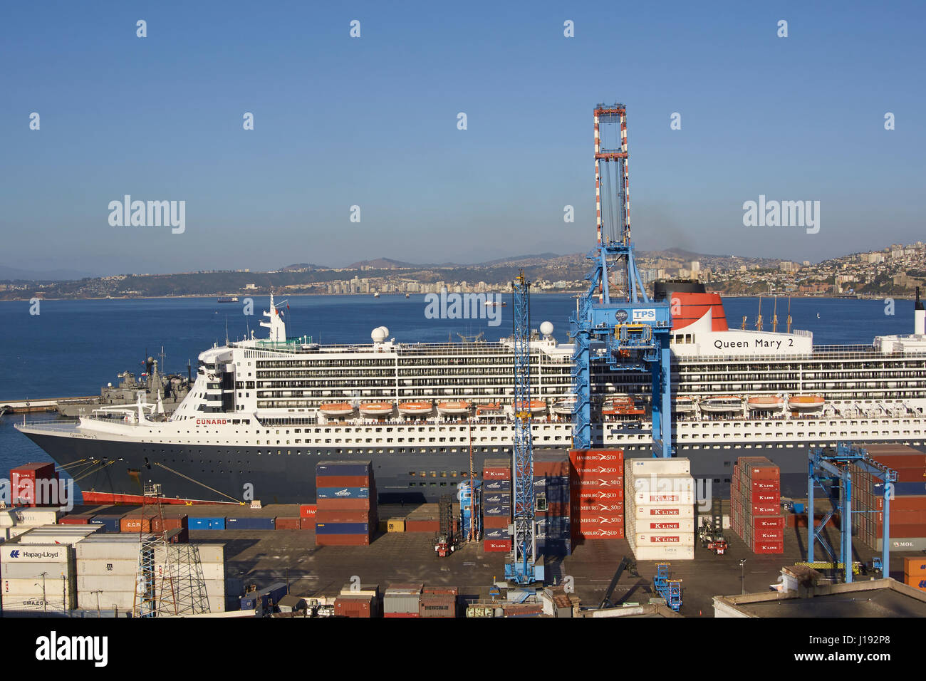 Large ocean liner berthed in the UNESCO World Heritage port city of ...