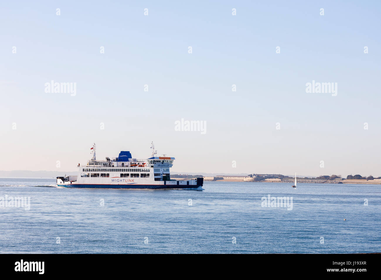 WightLink passenger and car ferry 'St Faith' departing Portsmouth ...