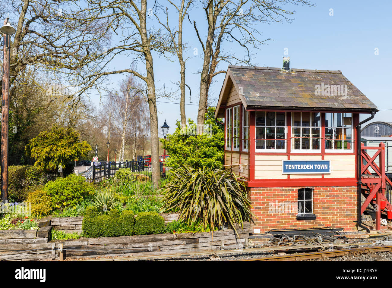 Traditional old-fashioned vintage signal box, Tenterden Town Station ...