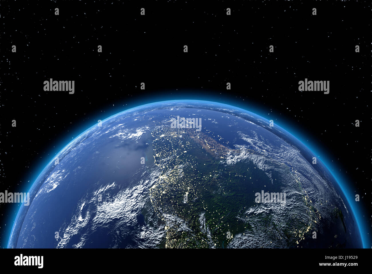 View of planet earth from space in 3D. Elements of this image furnished by NASA Stock Photo - Alamy