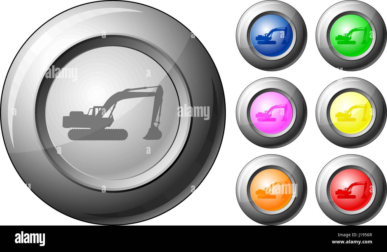 Sphere button excavator set on a white background. Vector illustration ...