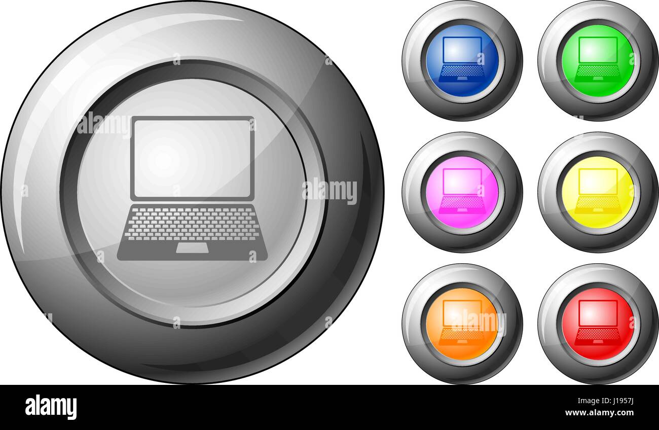 Sphere button laptop set on a white background. Vector illustration ...