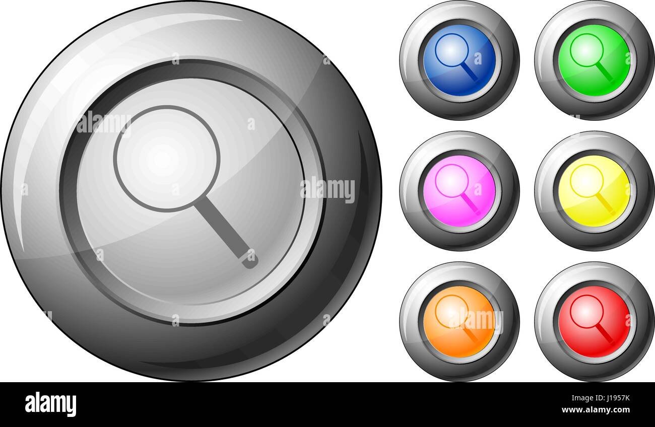 Sphere button magnifier set on a white background. Vector illustration ...