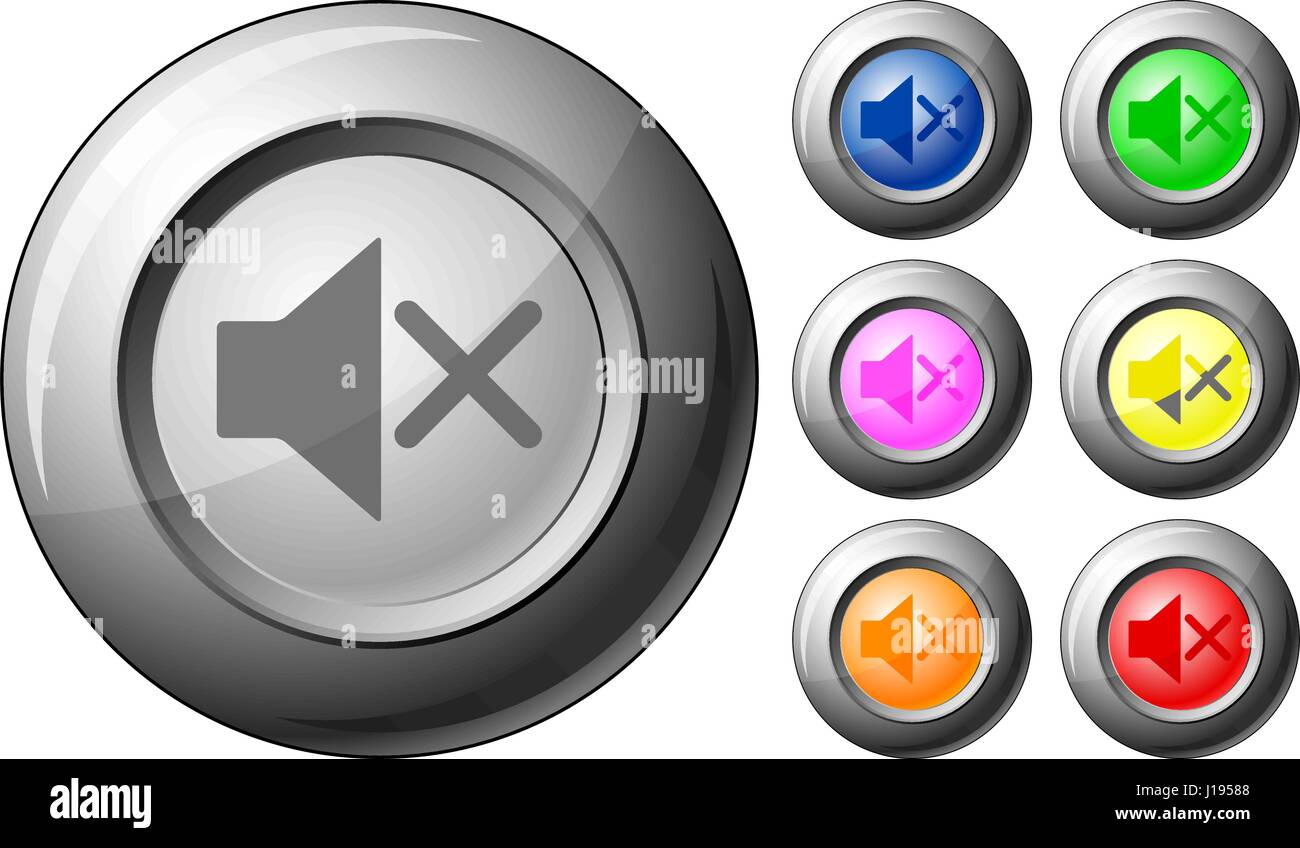 Sphere button mute set on a white background. Vector illustration Stock ...