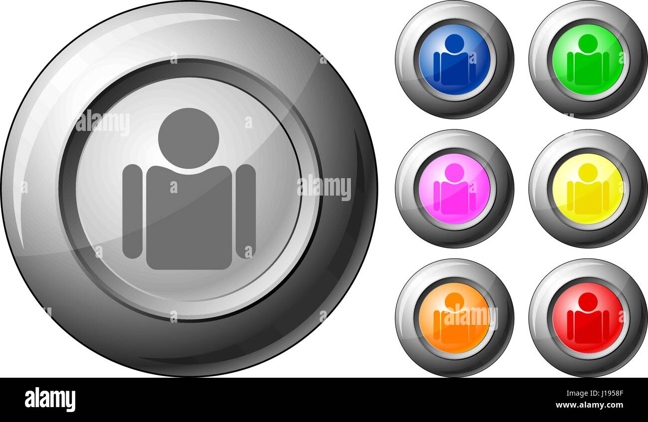 Sphere button person set on a white background. Vector illustration ...