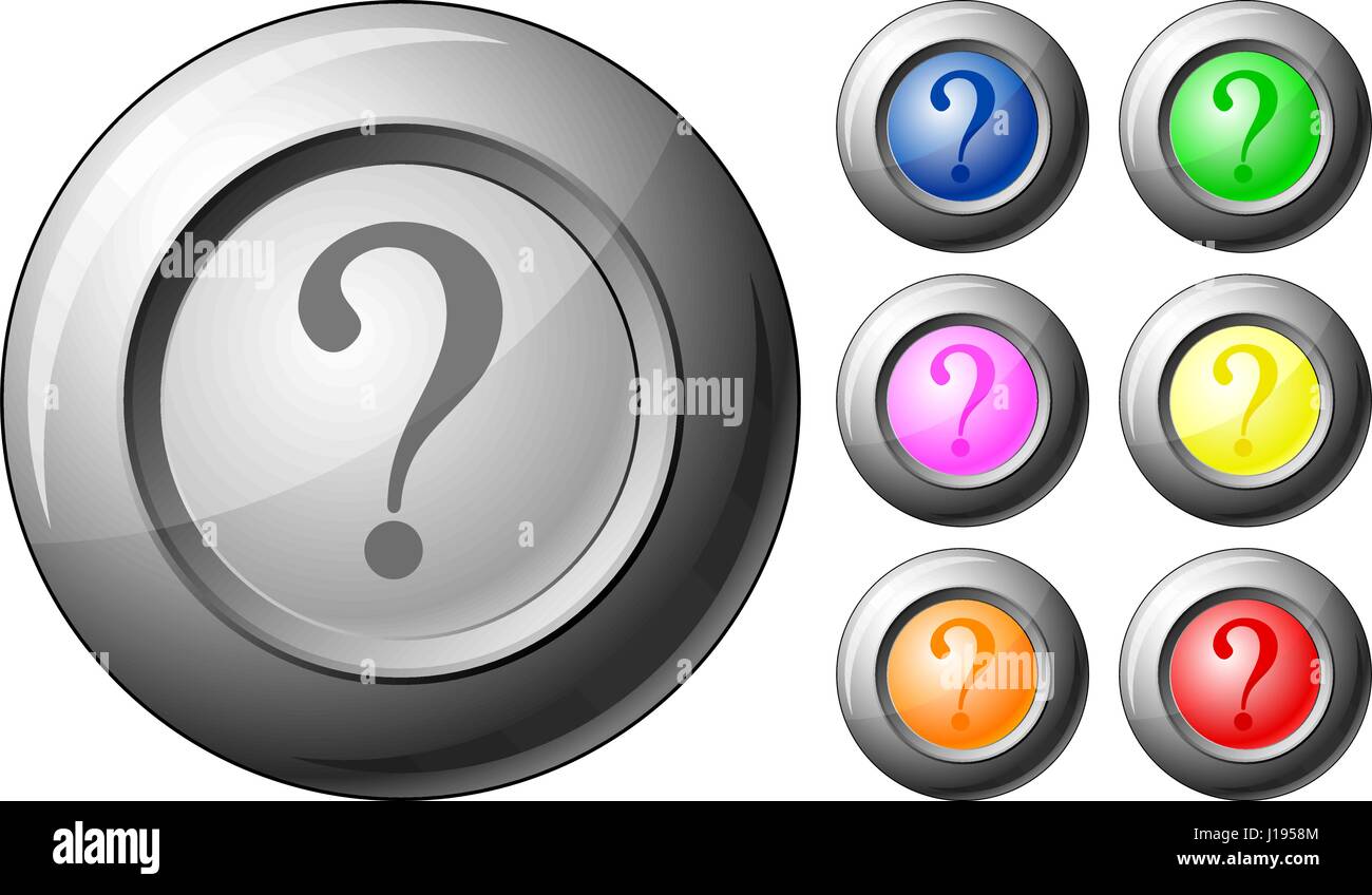 Sphere button question set on a white background. Vector illustration ...