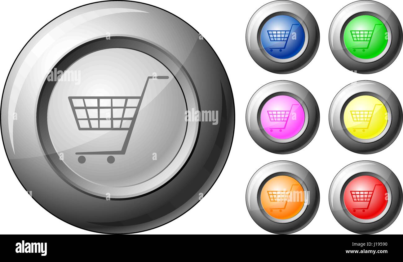 Sphere button shopping cart symbol set on a white background. Vector ...