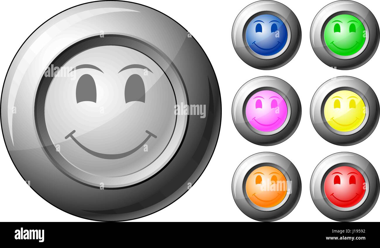 Sphere button smile set on a white background. Vector illustration ...