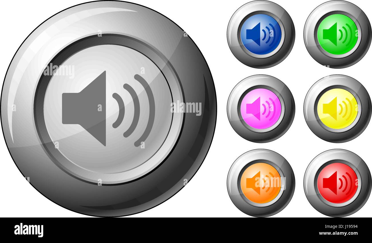 Sphere button sound set on a white background. Vector illustration ...