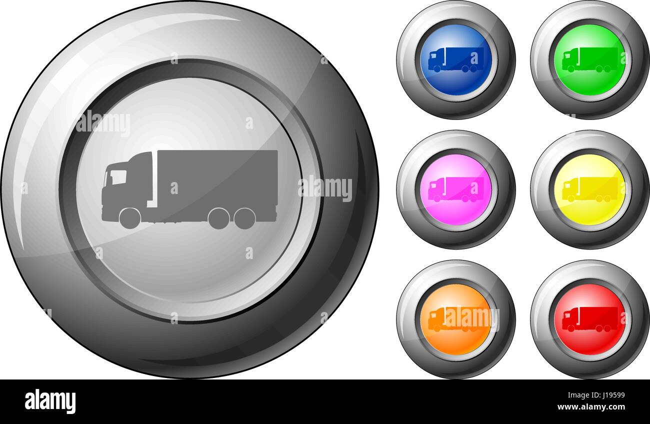 Sphere button truck set on a white background. Vector illustration ...