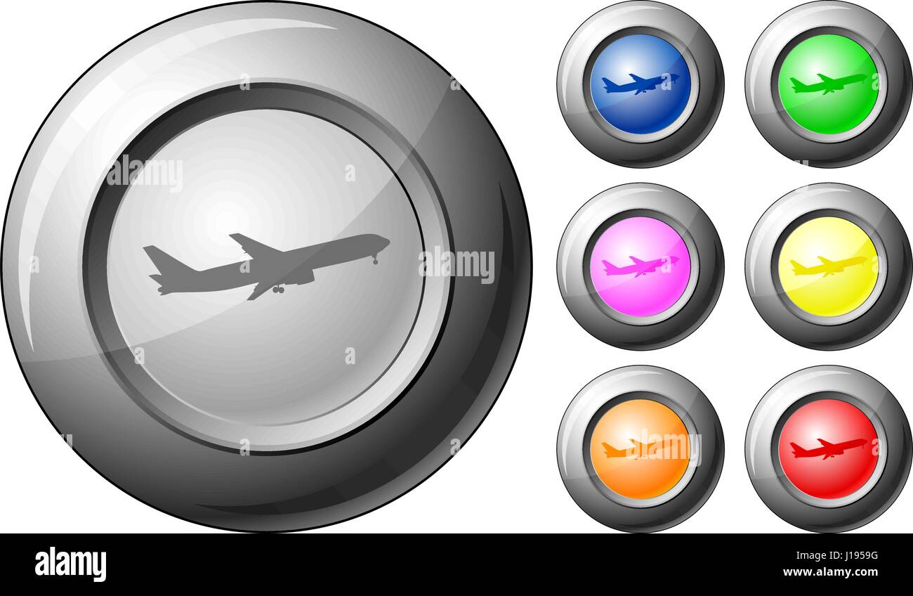 Sphere button airplane set on a white background. Vector illustration ...