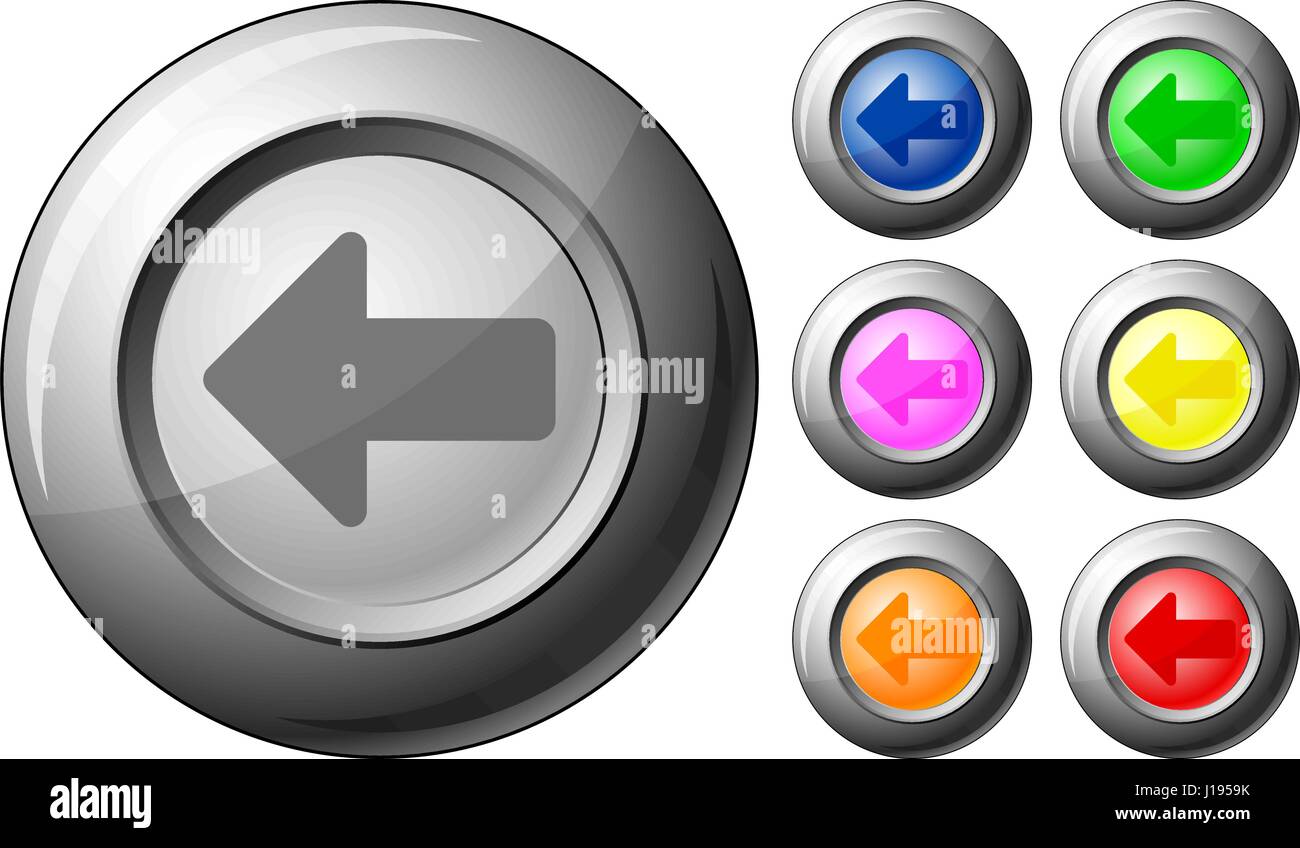 Sphere button arrow left set on a white background. Vector illustration ...