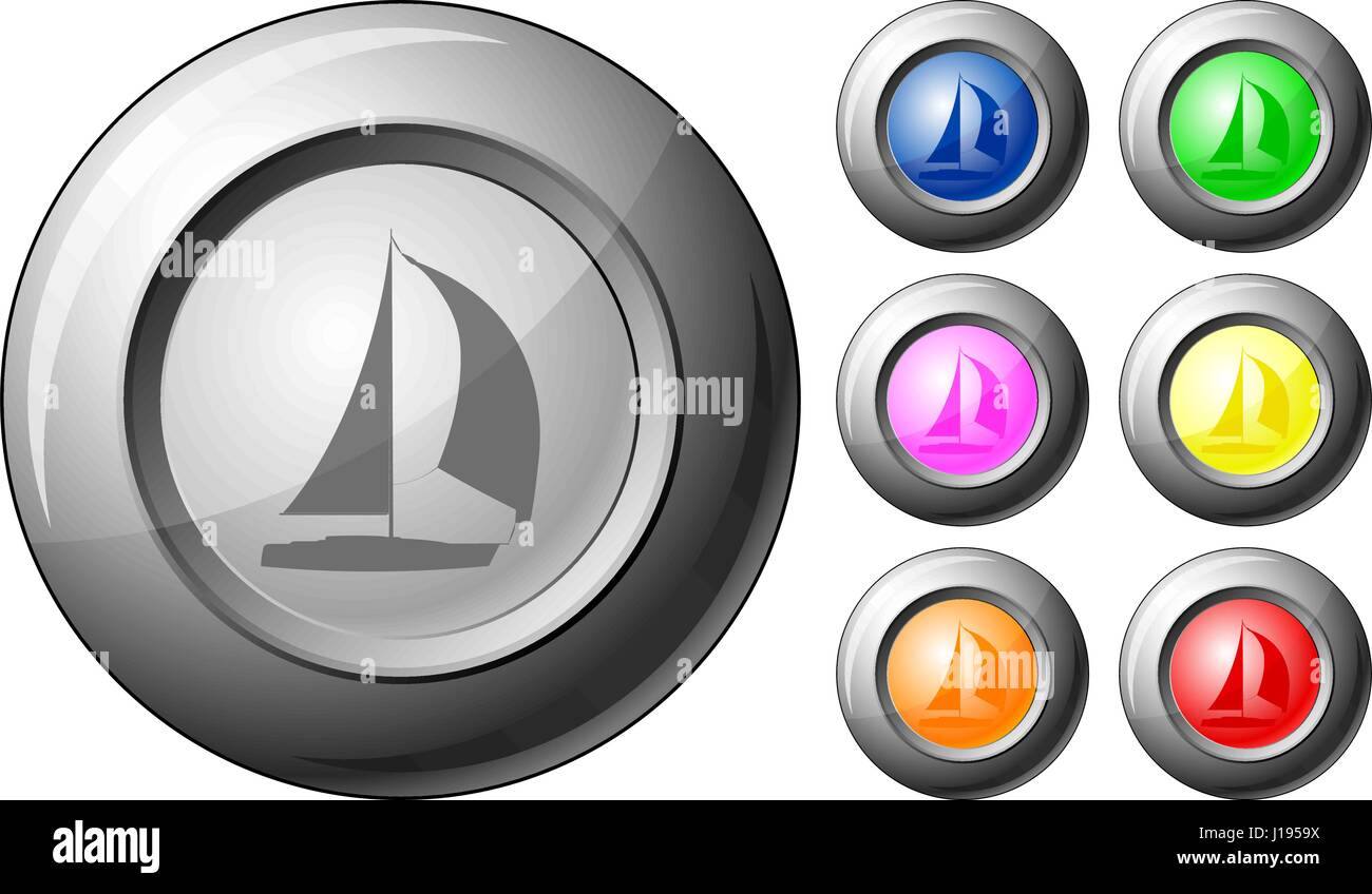 Sphere button boat set on a white background. Vector illustration Stock ...
