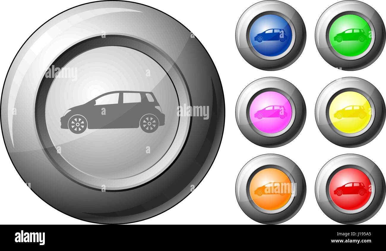 Sphere button car set on a white background. Vector illustration Stock ...