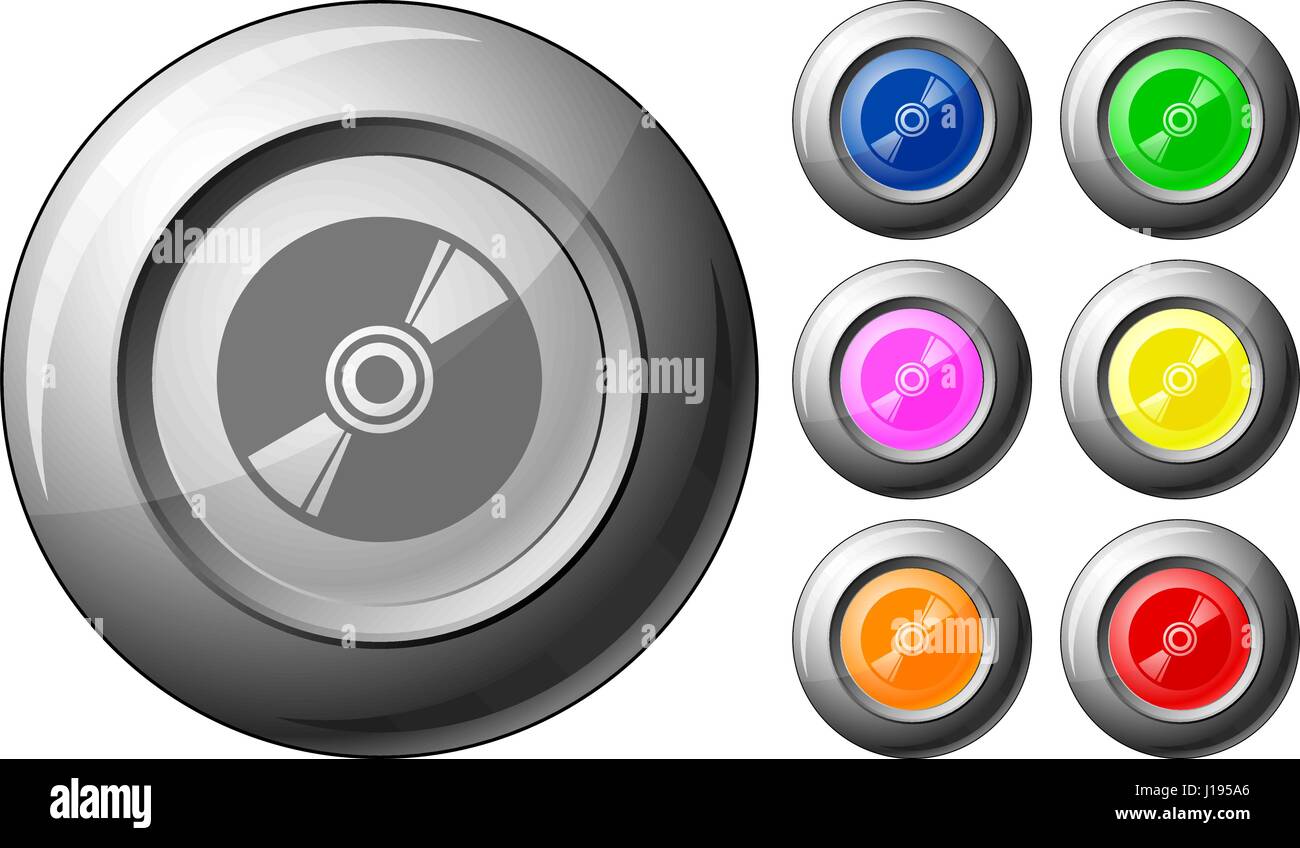 Sphere button CD set on a white background. Vector illustration Stock ...