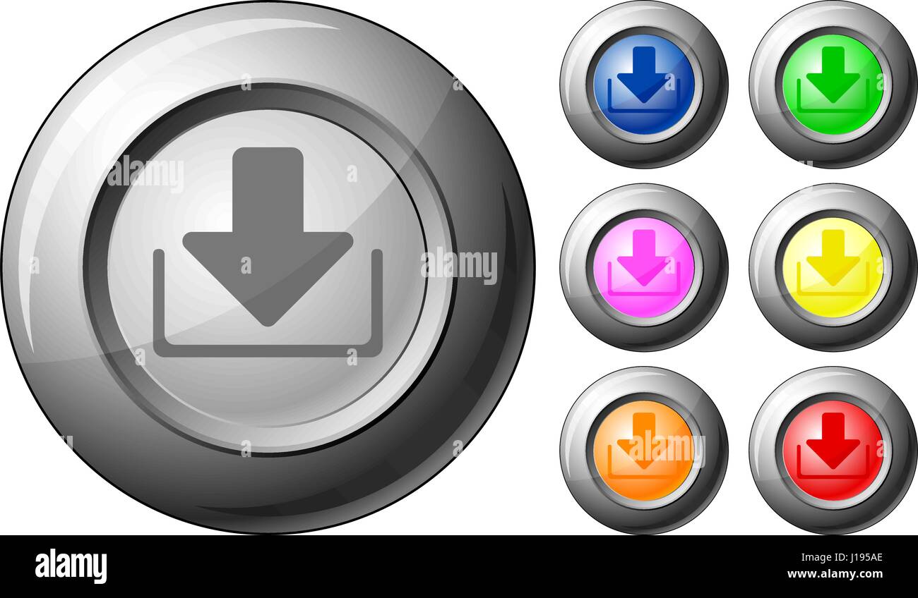 Sphere button download set on a white background. Vector illustration ...