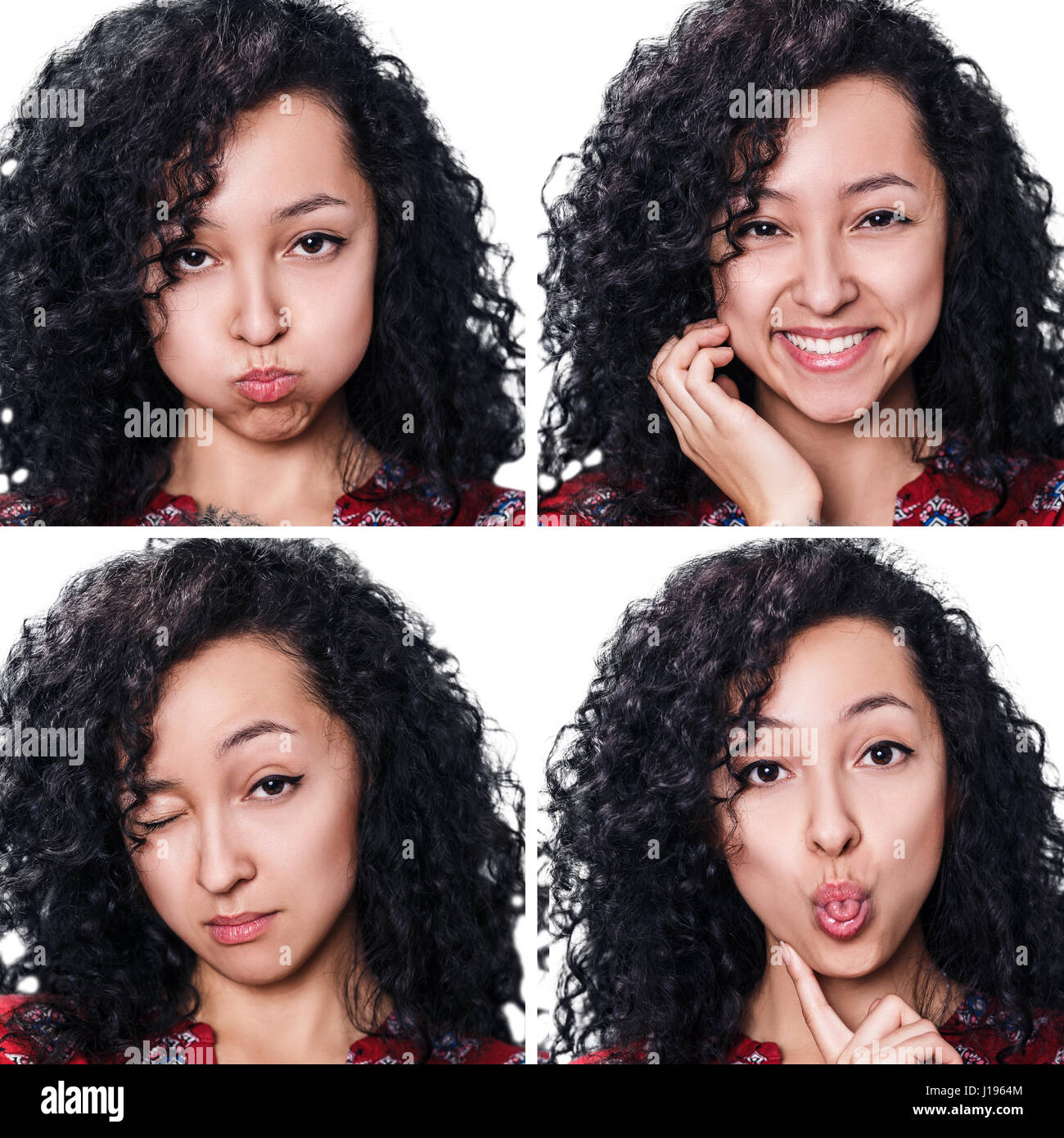 young attractive woman with different emotions Stock Photo - Alamy