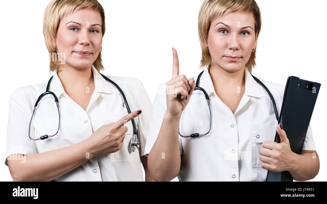 Set of female doctor with different equipment Stock Photo - Alamy