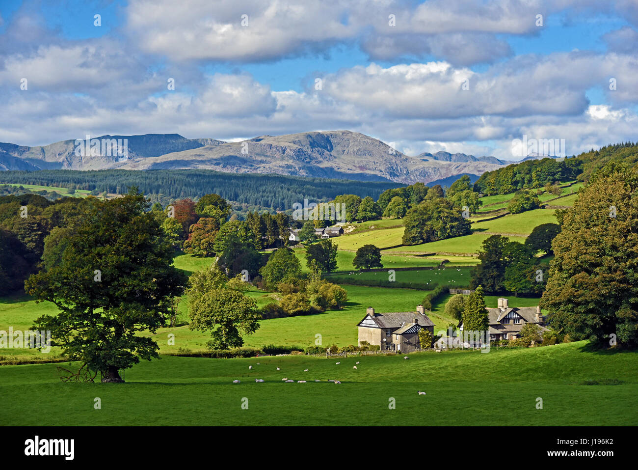 The Southern Lake District fells from Far Sawrey, Cumbria, England ...
