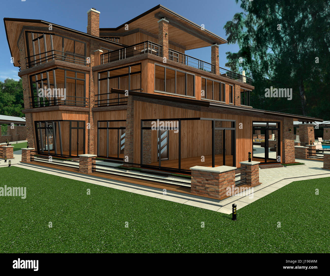 3D rendering of a beautiful country resort Stock Photo - Alamy