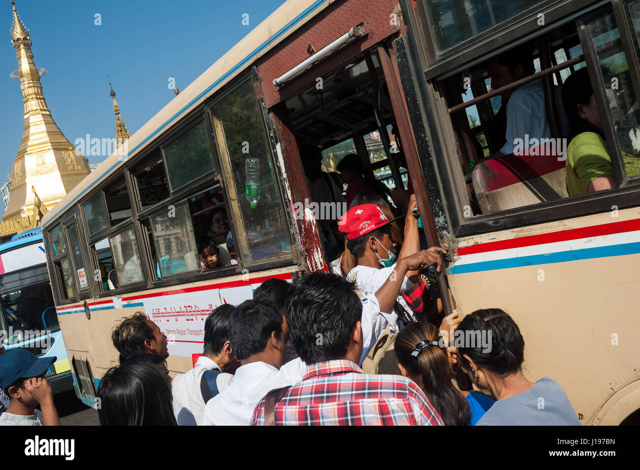28.01.2017, Yangon, Republic of the Union of Myanmar, Asia - Passengers ...