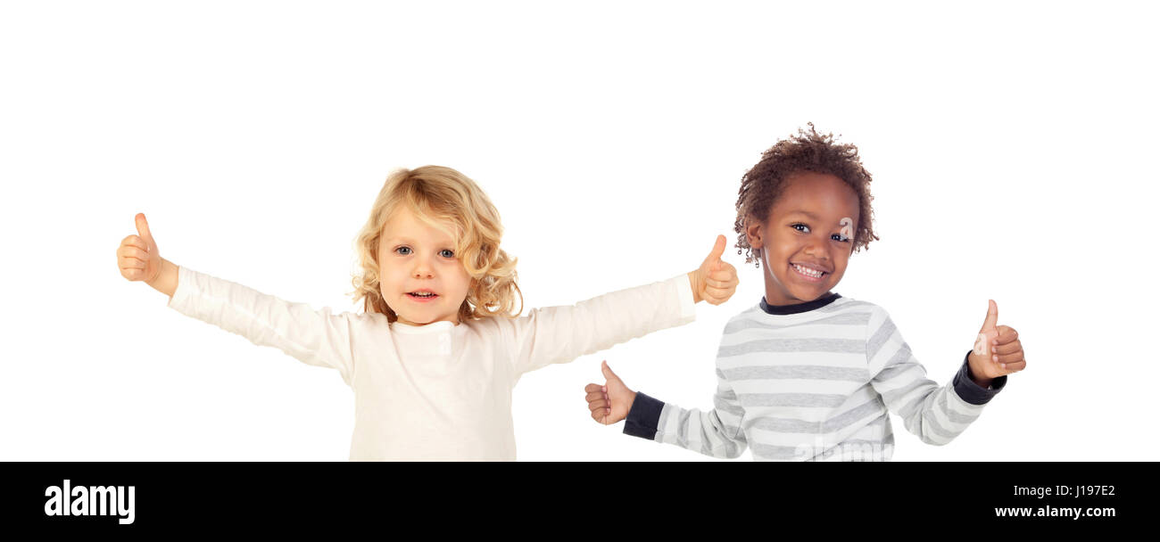 Two funny children saying Ok isolate on a white background Stock Photo ...