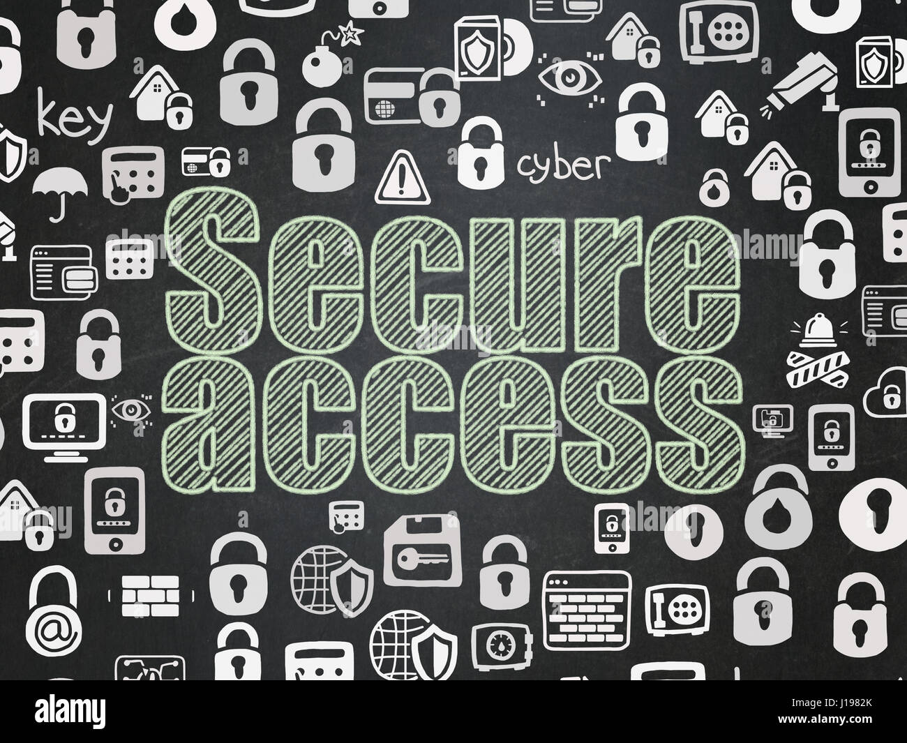 Protection concept: Secure Access on School board background Stock ...